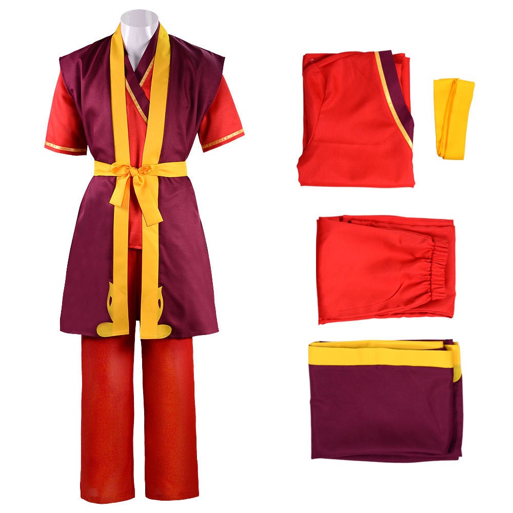 Anime Avatar: The Last Airbender Zuko Red Set Outfits Cosplay Costume ...