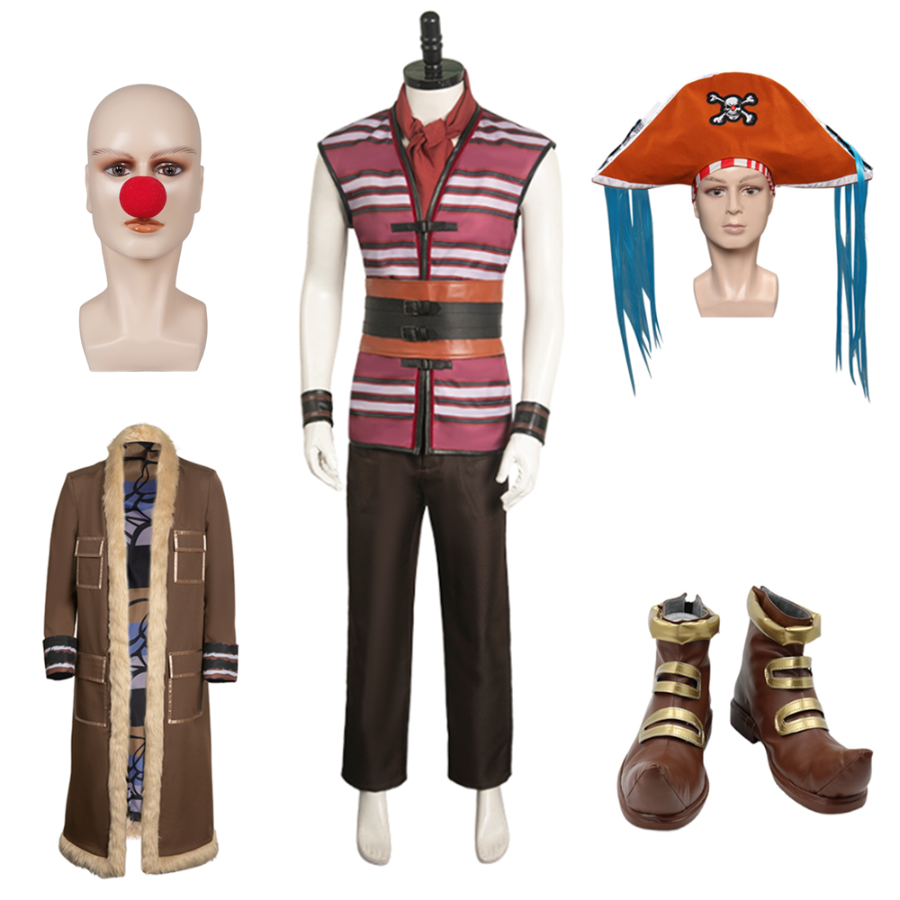 Anime One Piece 2023 Buggy Red Striped Outfits Cosplay Costume Hallowe ...