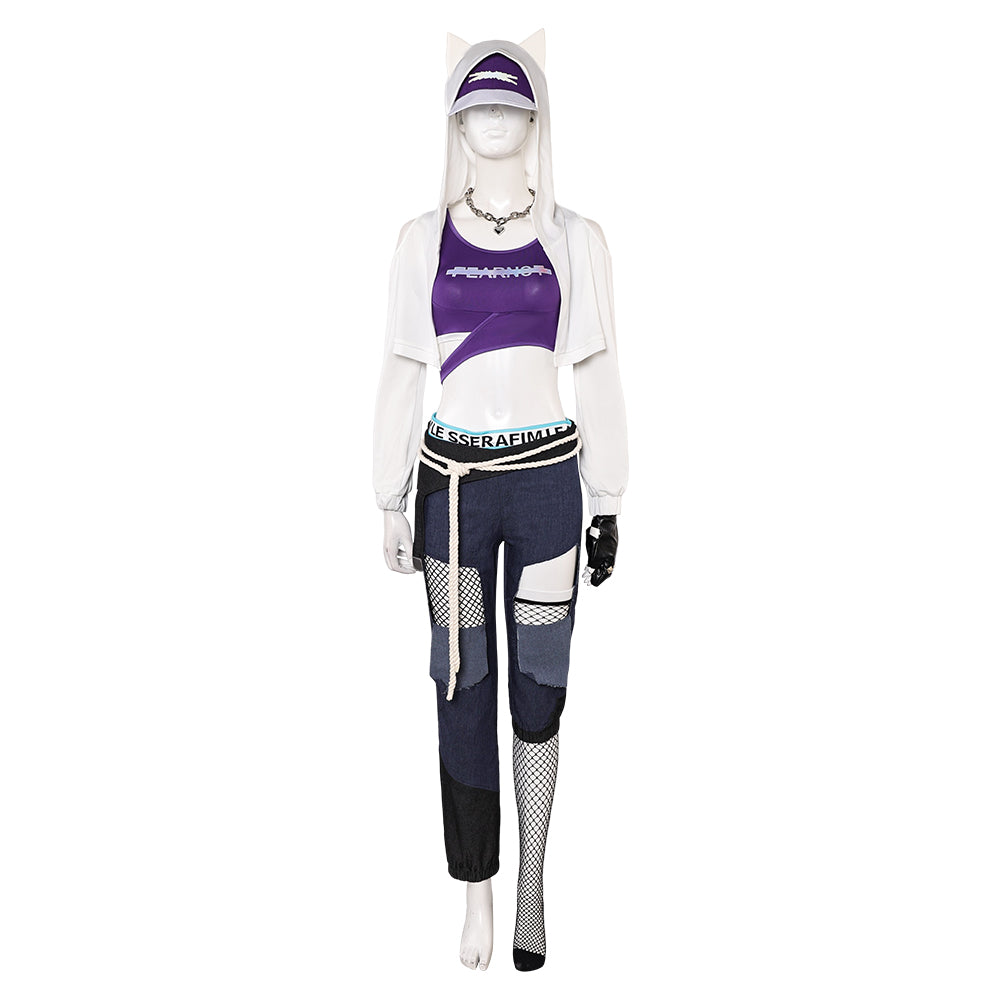 Overwatch Ashe Le Sserafim Fearless White Purple Set Stage Outfits Cos ...
