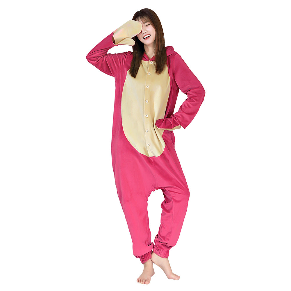 Movie Toy Story 3 Lotso Strawberry Bear Cosplay Onesies Pajama Men Wom ...