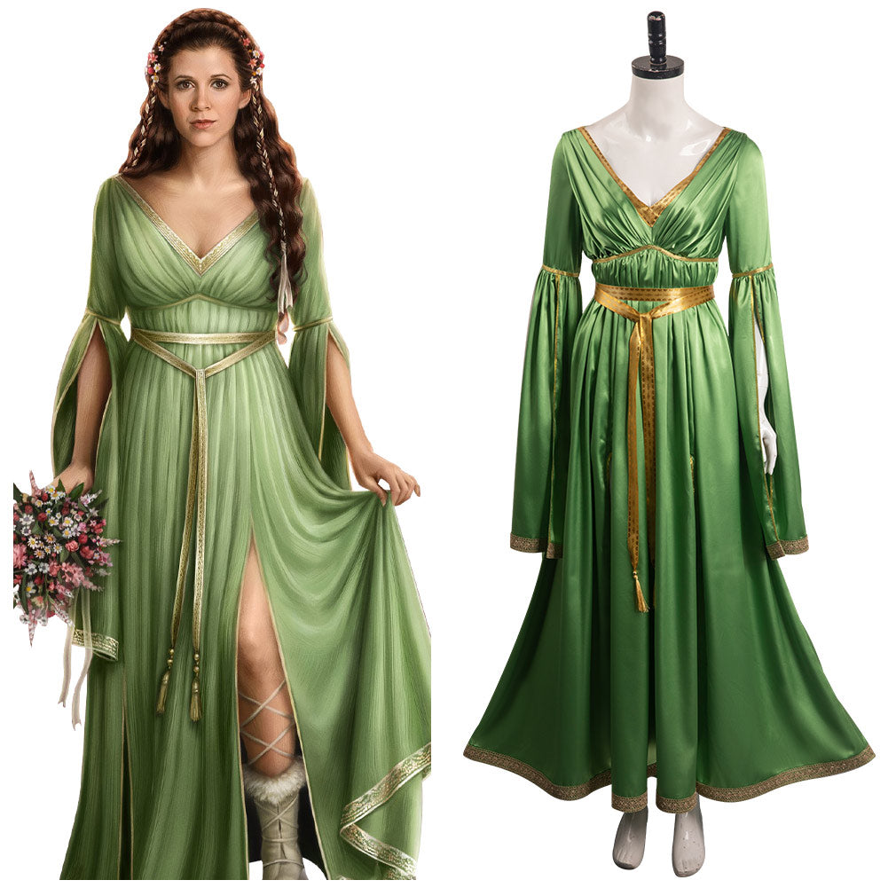 Movie The Princess And The Scoundrel Leia Green Wedding Dress Outfits ...