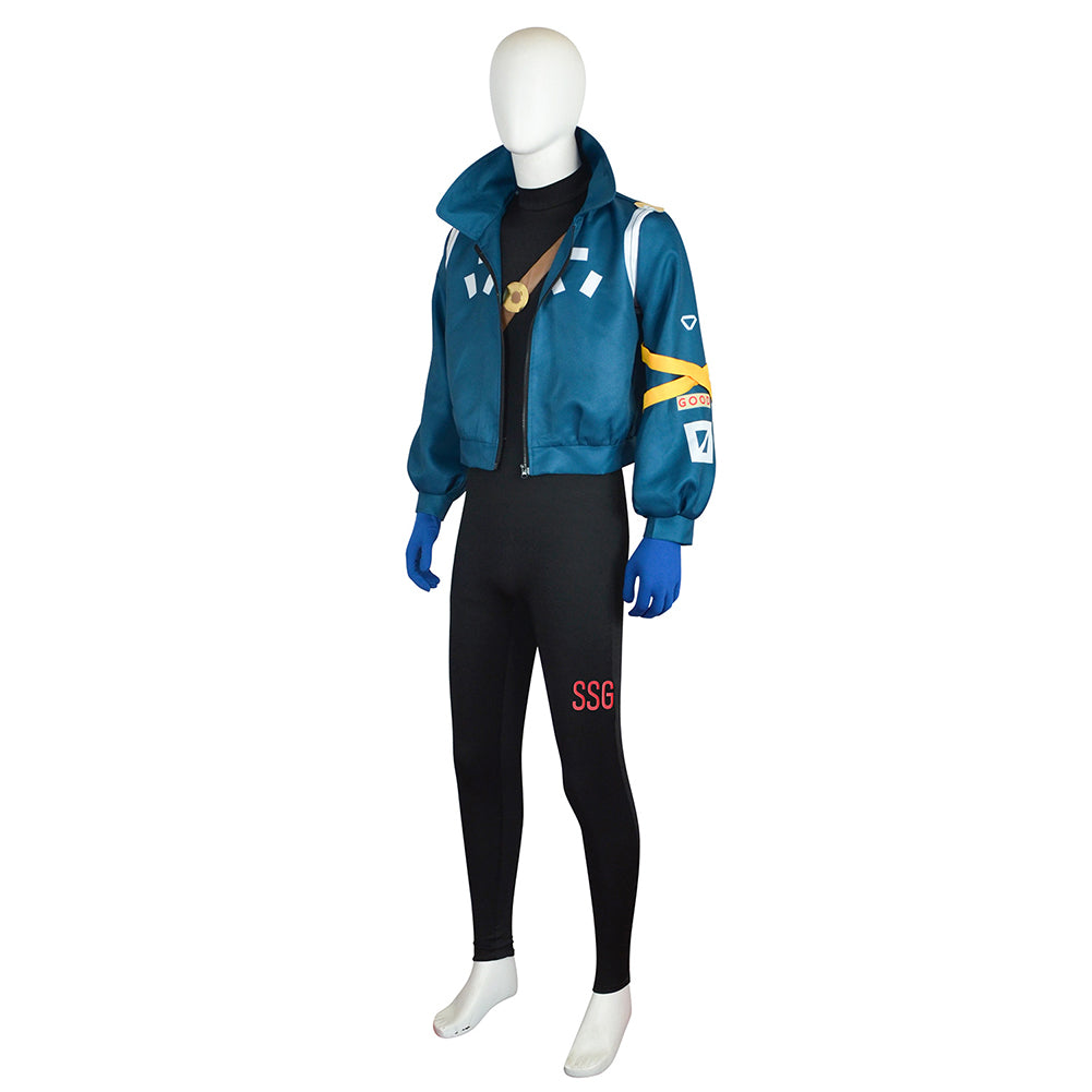 Anime One Piece Egghead Arc Roronoa Zoro Blue Coat Set Outfits Cosplay ...