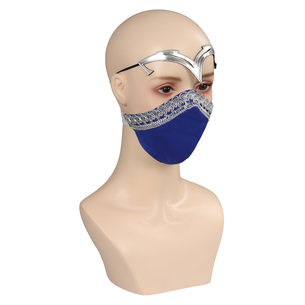 Game Mortal Kombat Kitana Blue Latex Mask Cosplay Helmet Masquerade Ha ...