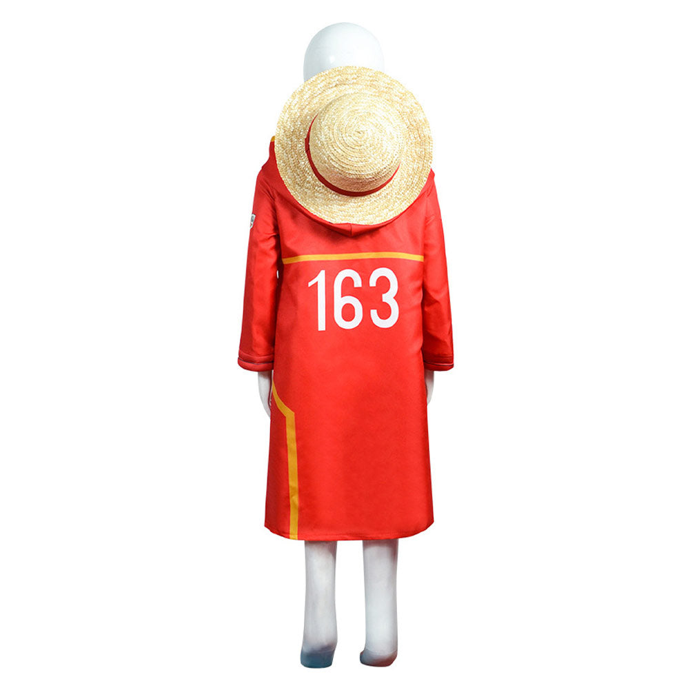 Kids Children Anime One Piece Egghead Luffy Red Coat Outfits Cosplay C ...