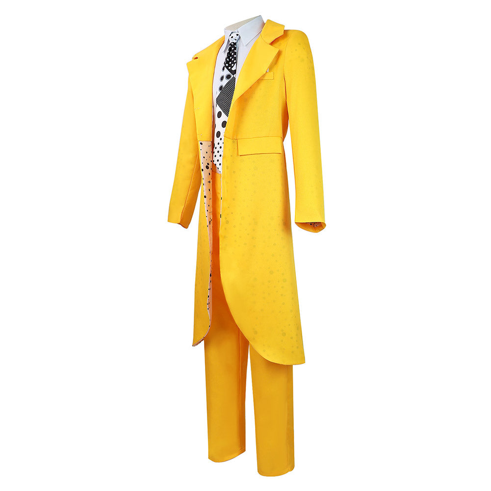 Movie The Mask Jim Carrey Yellow Suit Outfits Cosplay Costume Hallowee ...